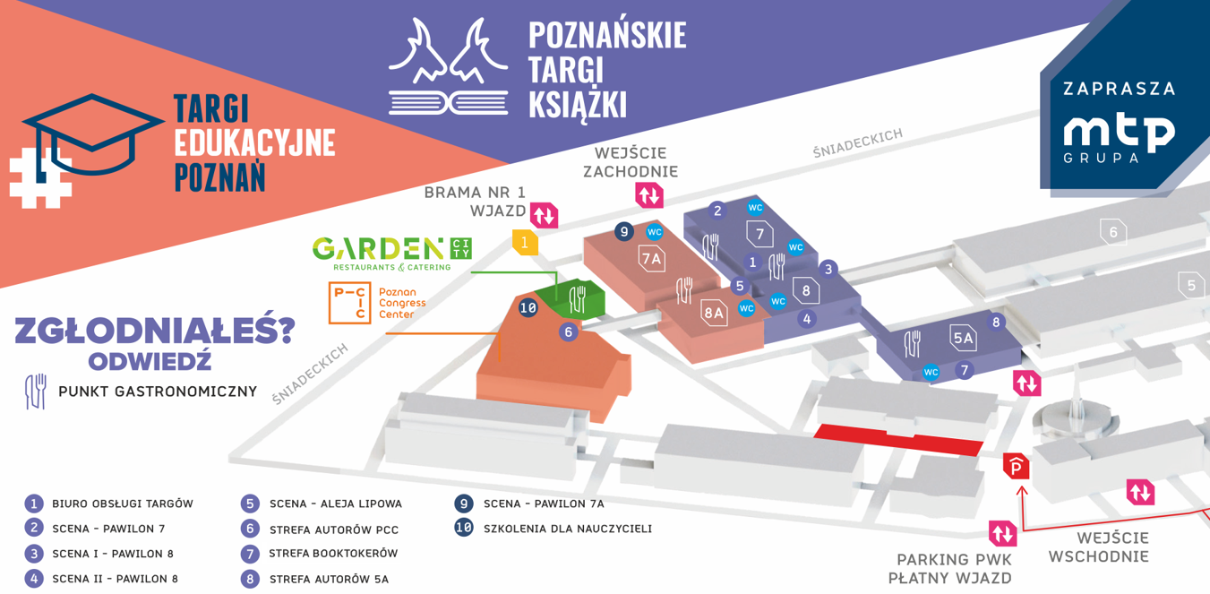 Plan pawilonów Poznańskich Targów Książki 2023